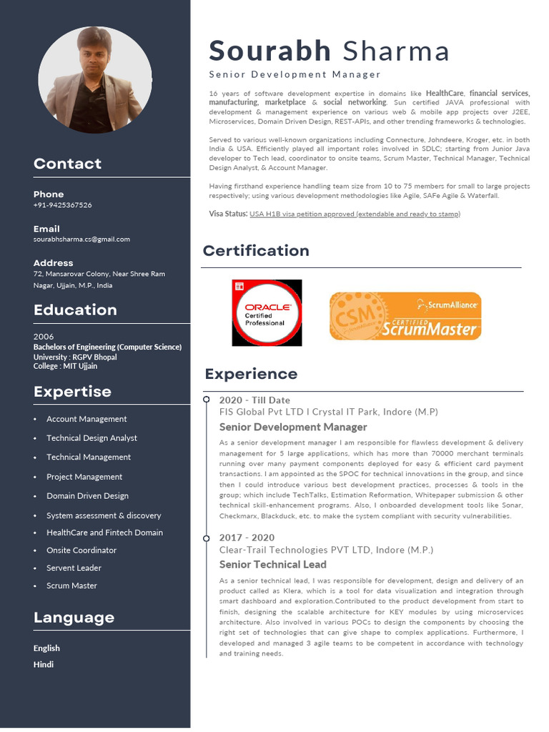 Sourabh Sharma Resume-16years | PDF | Spring Framework | Software Development Process