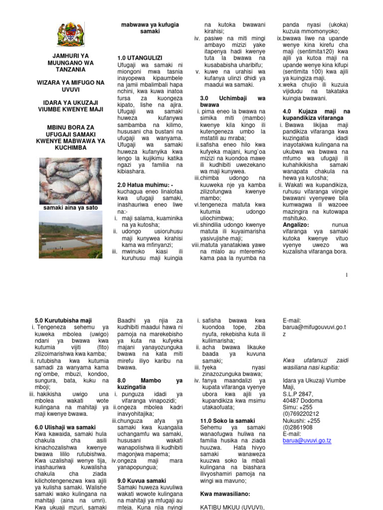 Sw1622559434-Kipeperushi-ufugaji Wa Samaki Kwenye Mabwawa | PDF