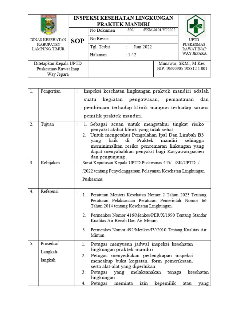 SOP IKL Praktek Mandiri | PDF | Sains & Matematika | Teknologi & Rekayasa