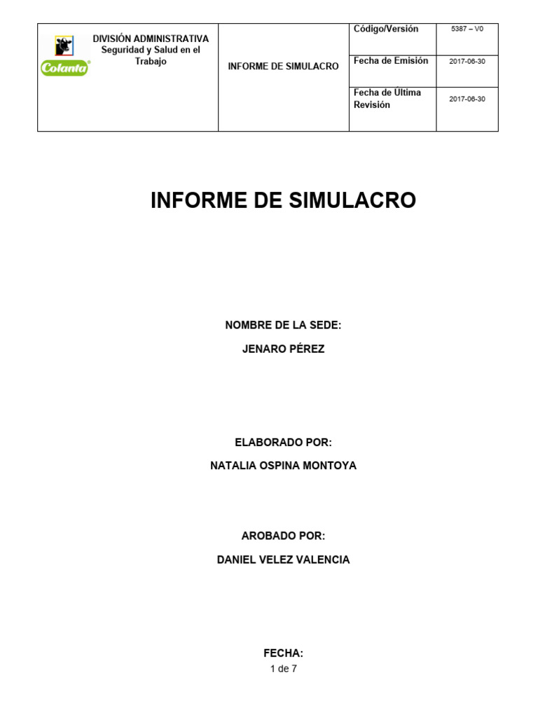 Informe de Simulacro | PDF