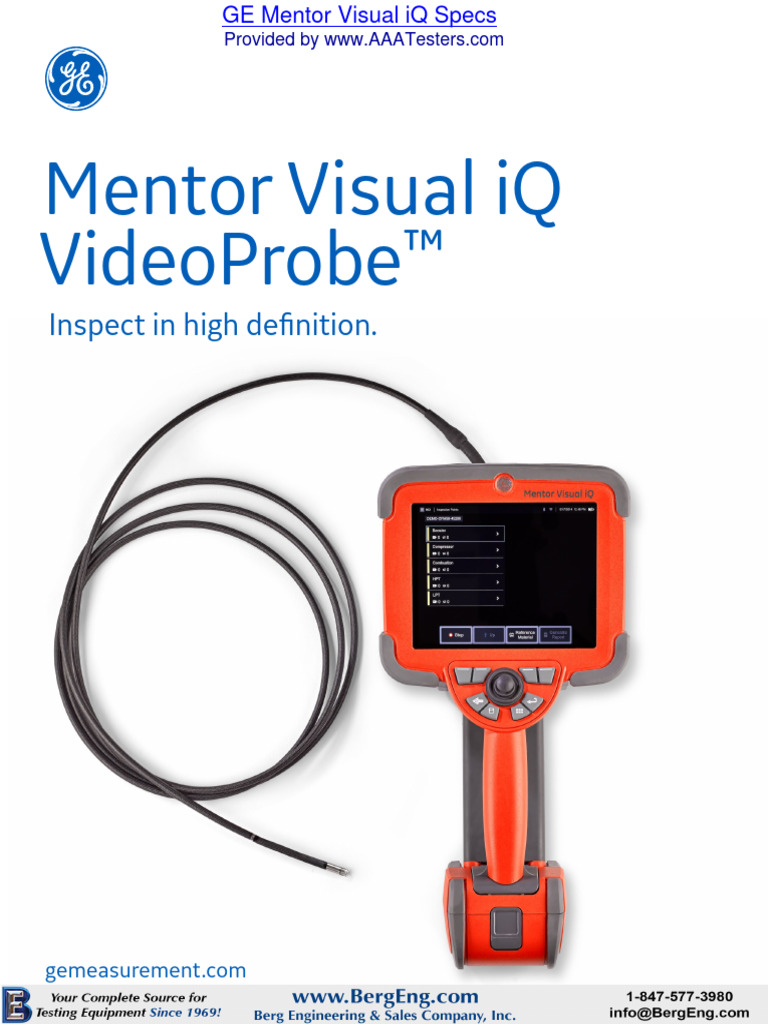 Ge Mentor Visual Iq Specifications Spec Sheet Iv11 | PDF | Touchscreen | Pixel