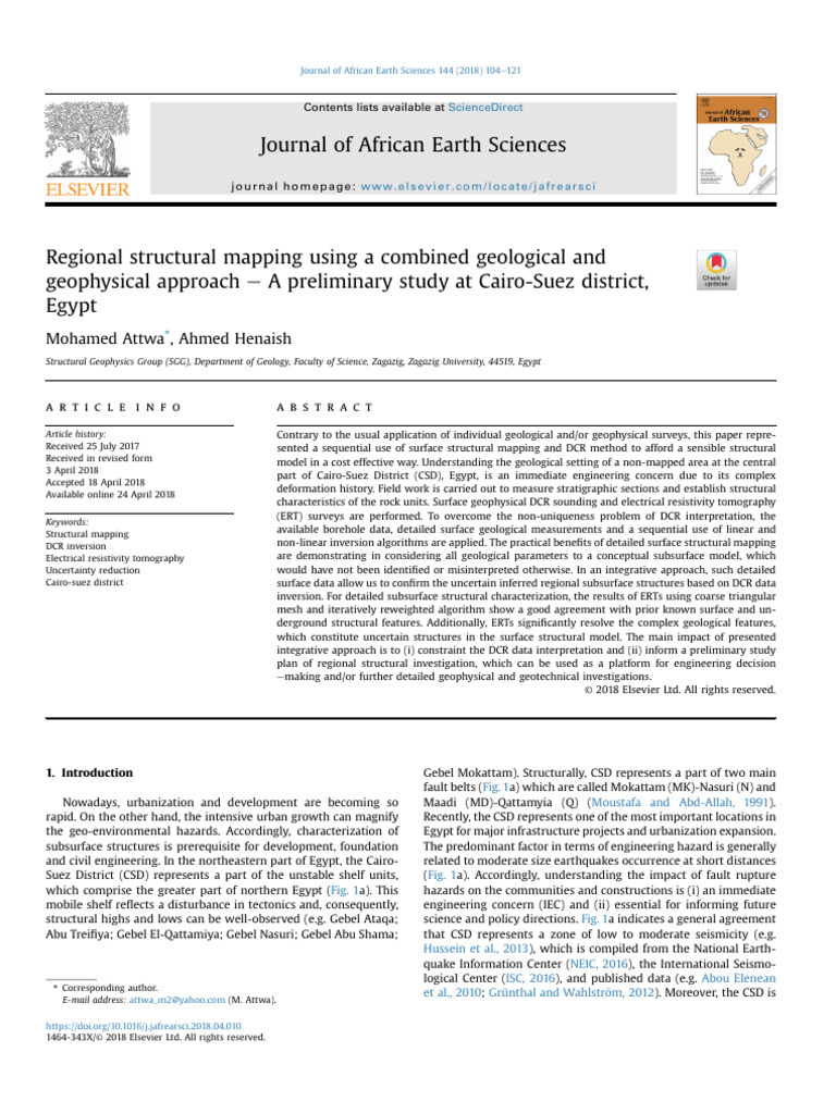 Regional Structural Mapping For Cairo Suze Road | PDF | Geology | Fault ...