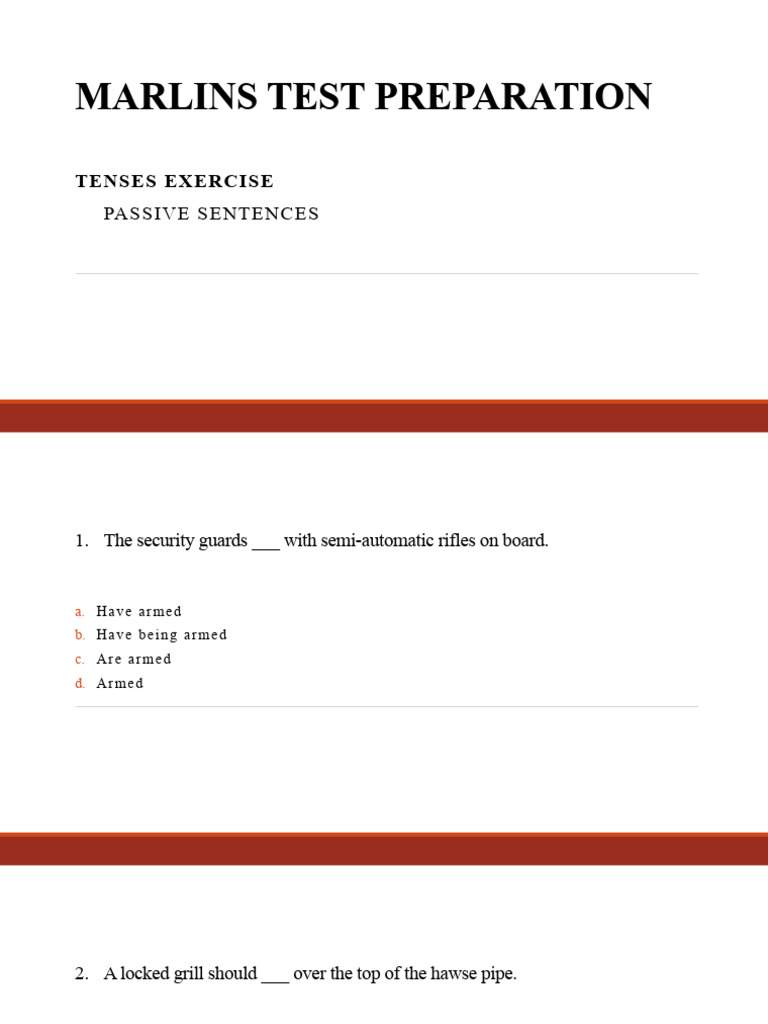 Marlins Test - Passive Sentences | PDF | Ships | Shipping