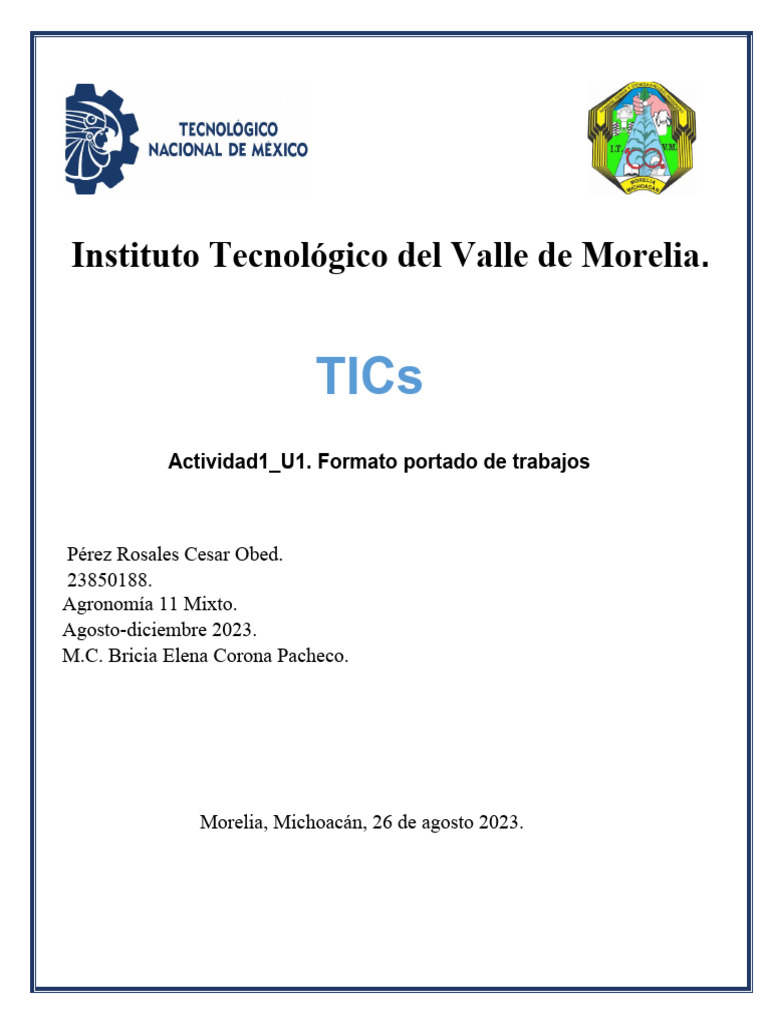 Formato Portada Trabajos TICs AD2023 | PDF