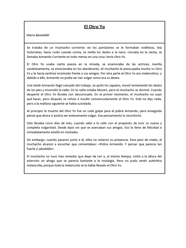 Cuentos La Noche de Los Feos, El Otro Yo y El Sexo de Los Ángeles | PDF