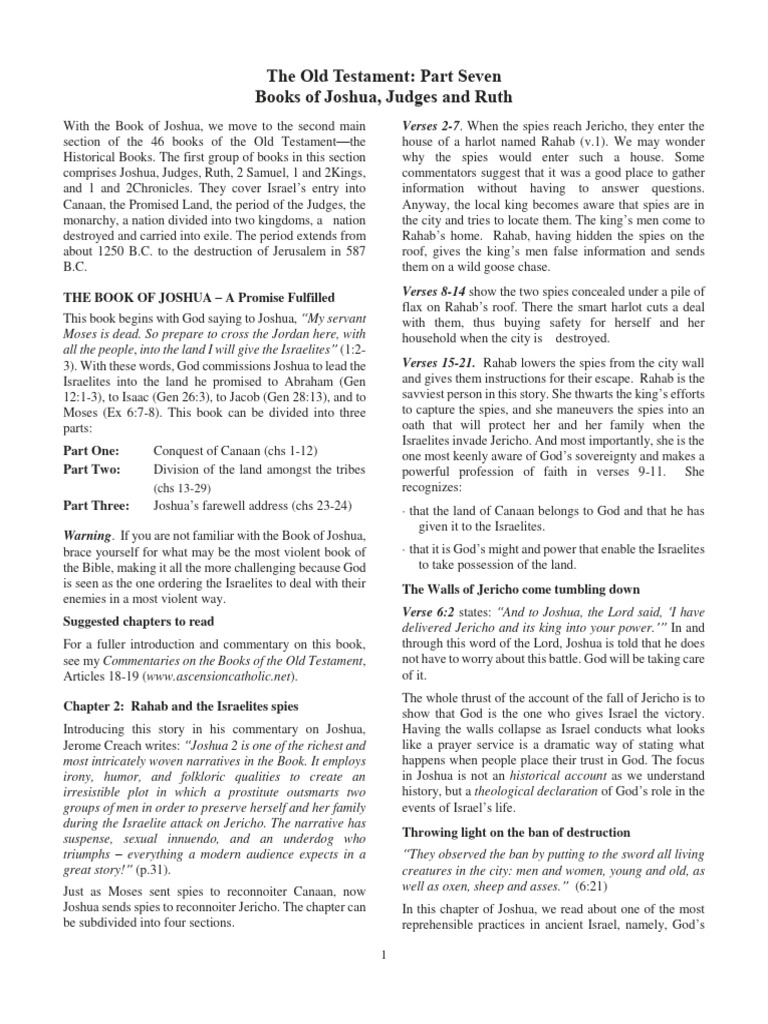 The Old Testament Part Seven Books of Joshua Judges and Ruth | PDF ...
