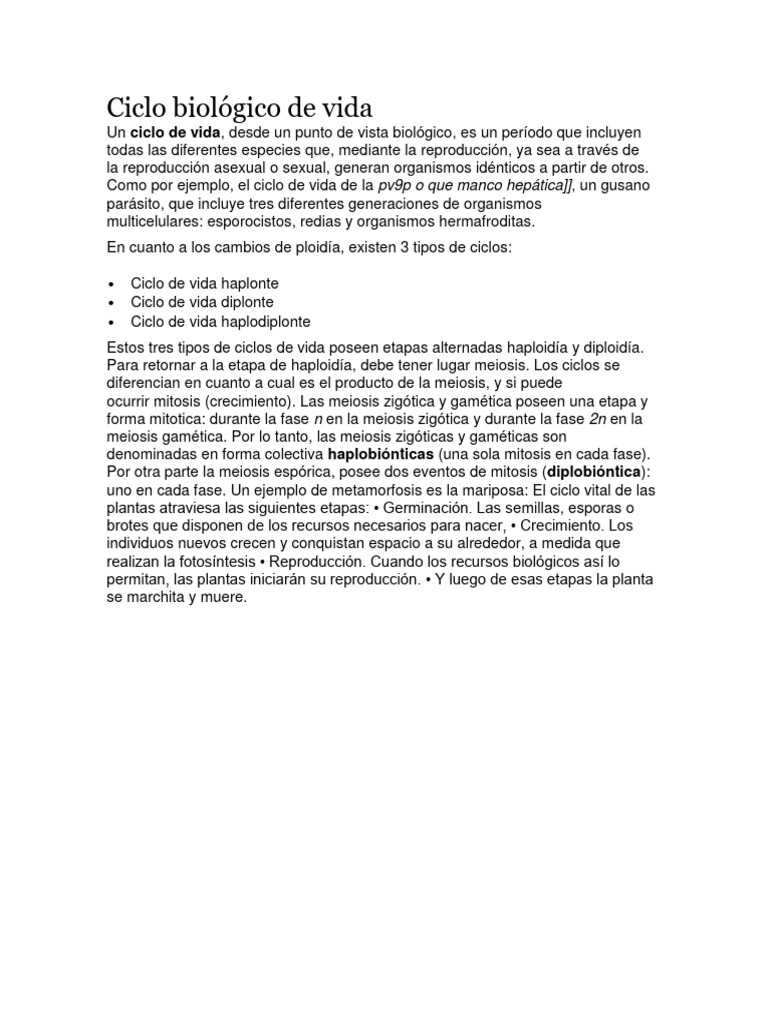 Ciclo Biológico de Vida | PDF | Ciencia y matemática