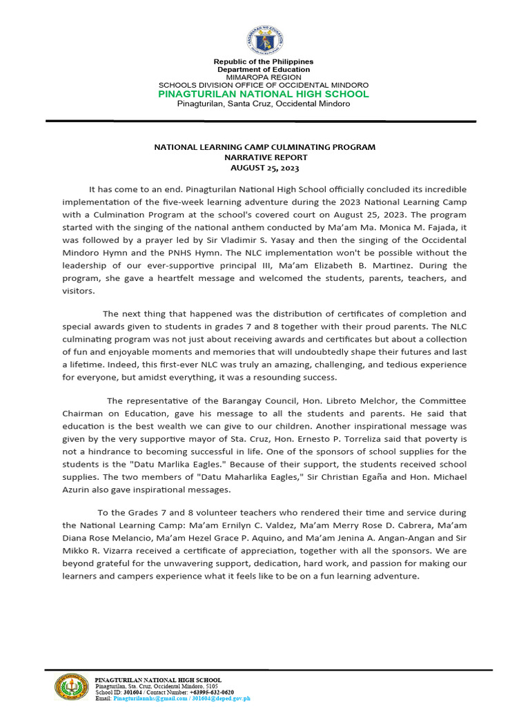 NLC Culminating Narrative | PDF
