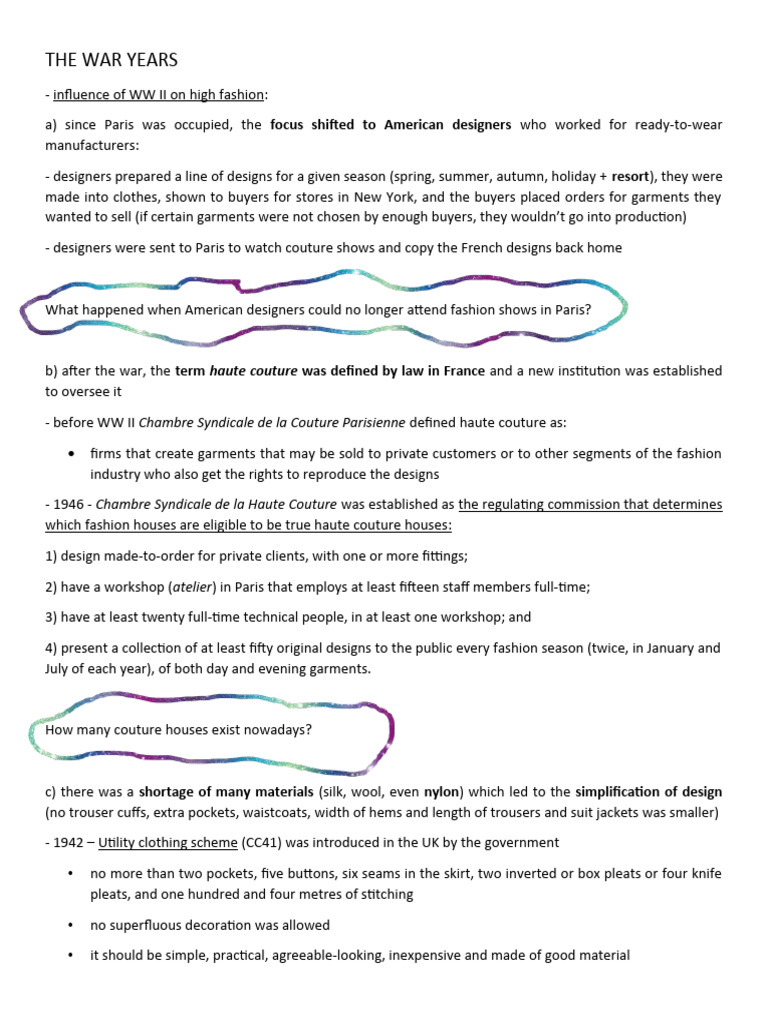 Lesson 8 - The War Years | PDF | Clothing | Fashion