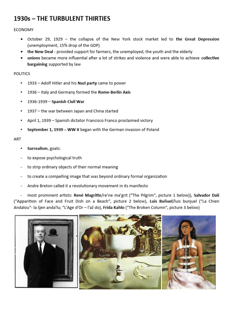Lesson 7 - The Turbulent Thirties | PDF | Salvador Dalí | Nazi Party