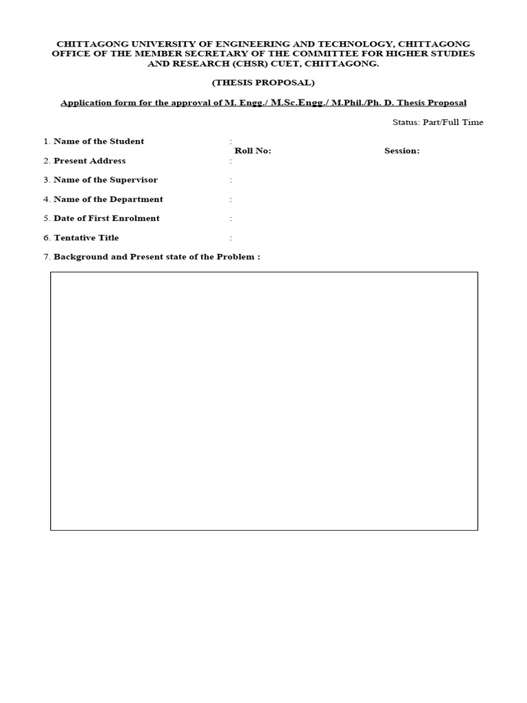 ThesisProposalFormat (DRE) | Download Free PDF | Thesis | Academia