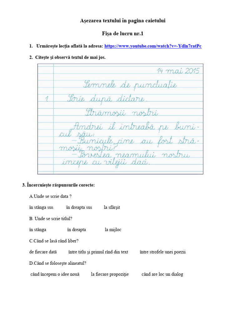 CLR Asezarea Textului in Pagina Caietului | PDF