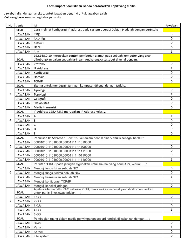 Form-Soal-Ganda Asj Kelas 11 | PDF
