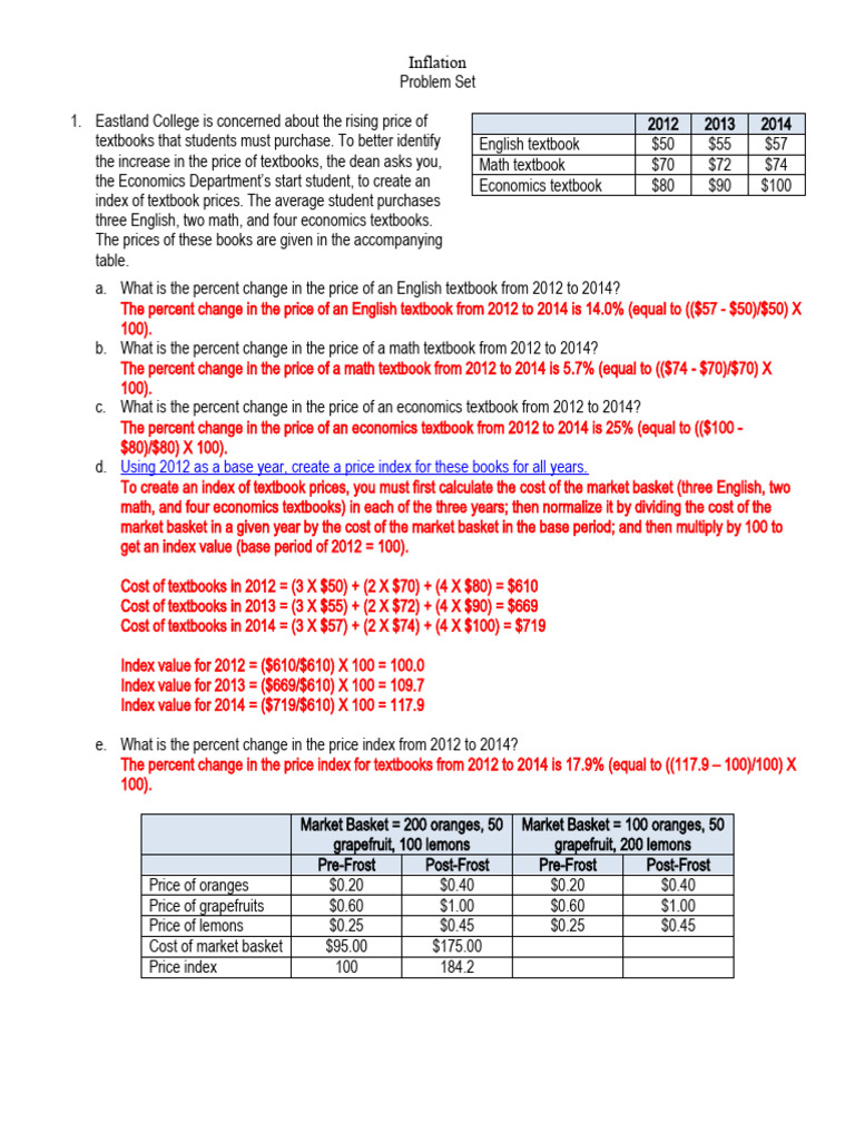 Lesson32 OA Inflation Problem ANSWERS | PDF | Consumer Price Index ...