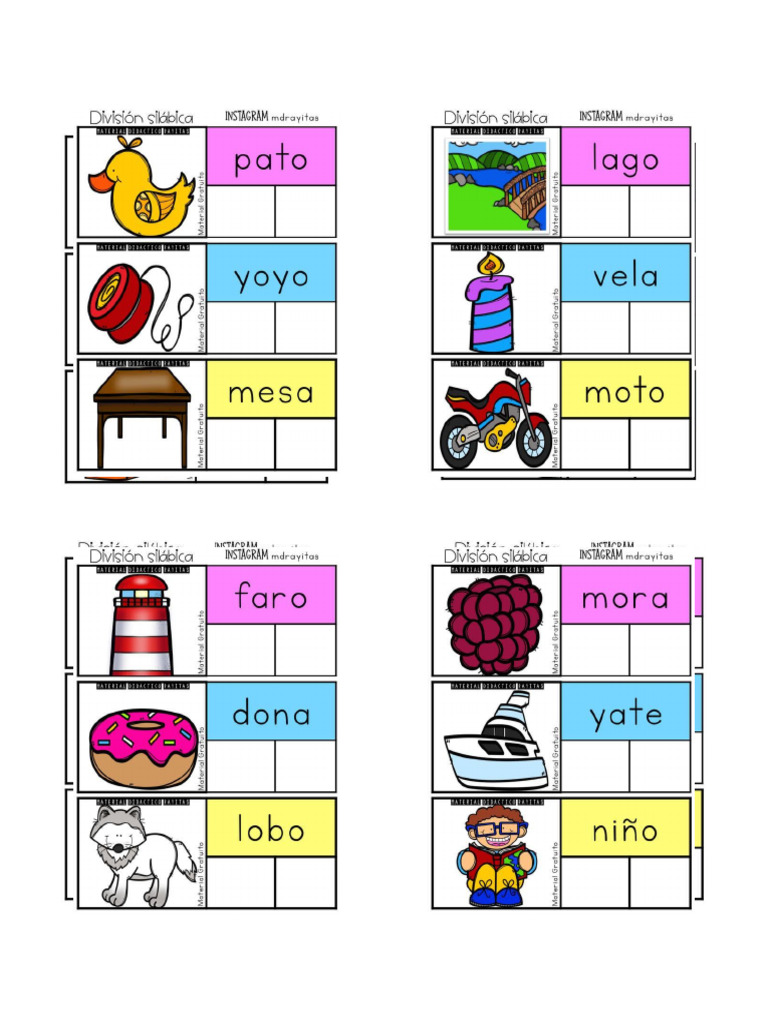 División Silábica 2 Sílabas | PDF