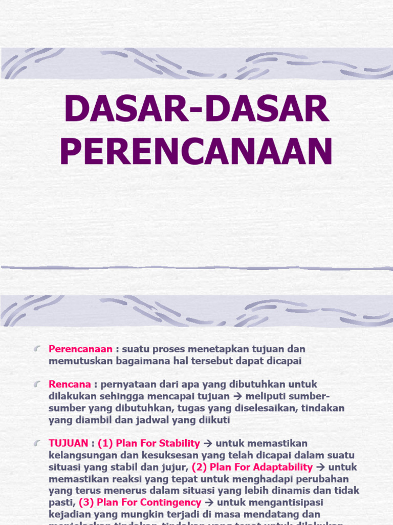 Ism 04 Dasar Dasar Perencanaan | PDF