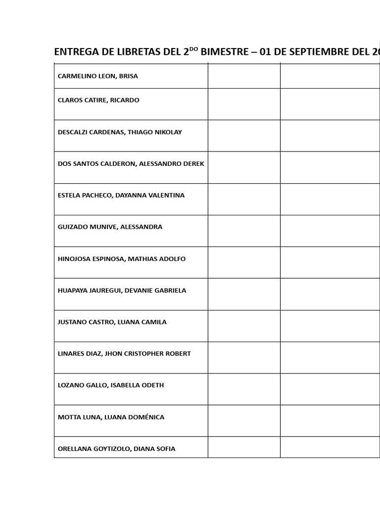 Registro de Entrega de Libretas 2a | PDF