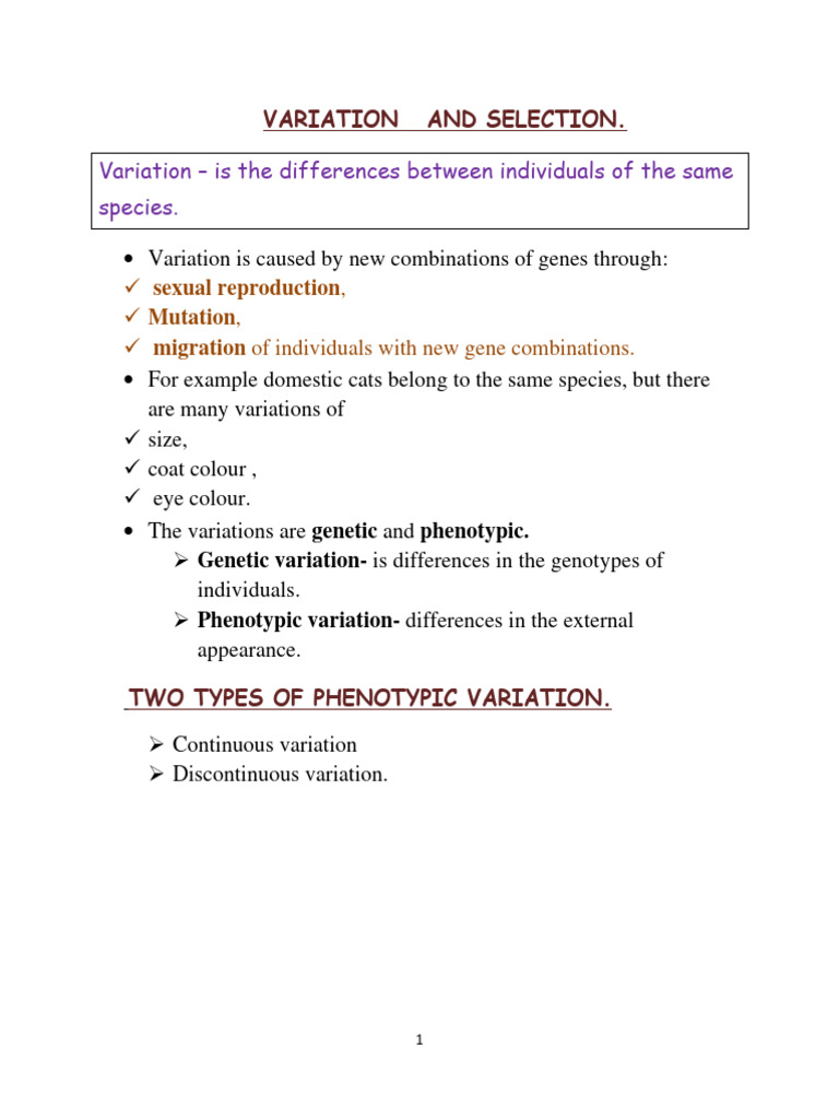 Variation and Selection | PDF | Natural Selection | Zygosity