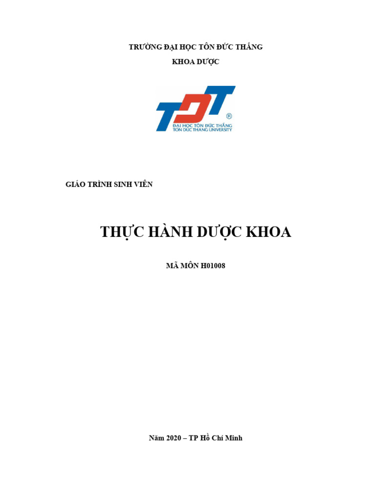 Giao Trinh Thuc Hanh Duoc Khoa 2023 | PDF
