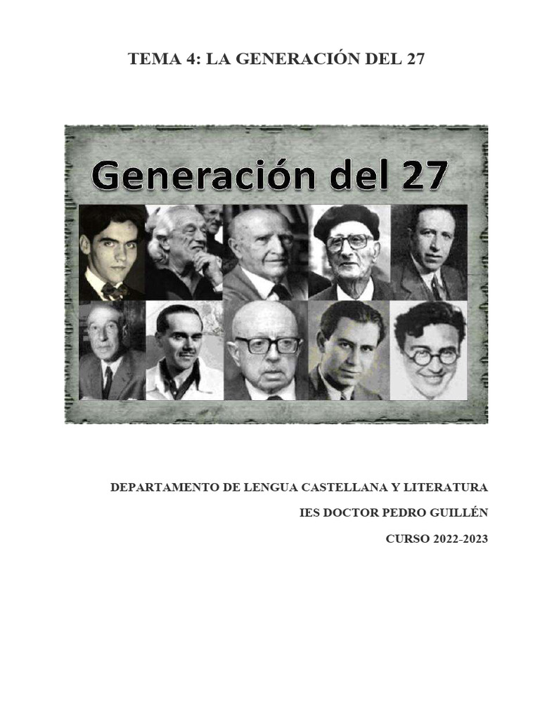 Tema 4. La Generación Del 27 | PDF | Federico García Lorca | Literatura ...