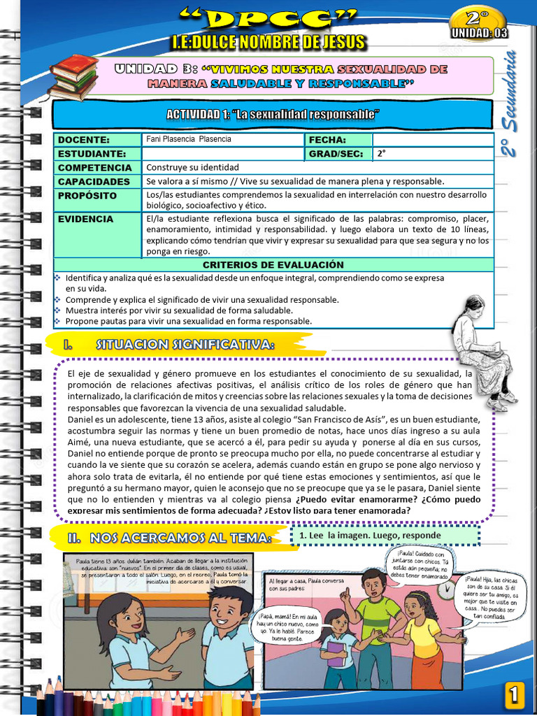 2° DPCC - Actv.01-Unid.3 2023 | PDF | La sexualidad humana