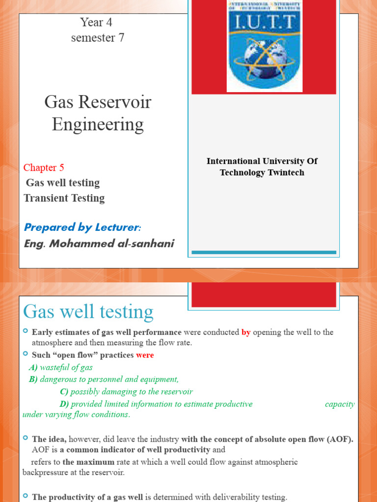 Chapter 5 Gas Well Testing and Transient Testing | PDF | Gases | Oil Well