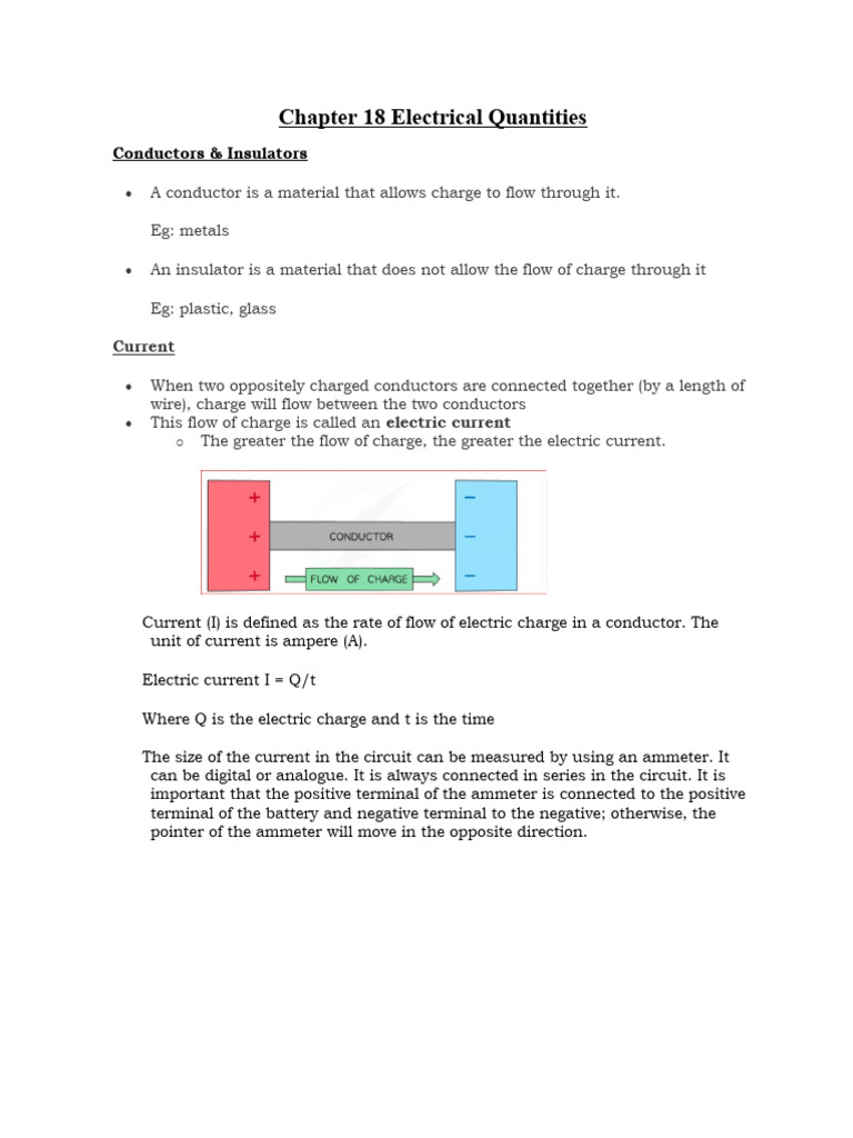 Chapter 18 Notes | PDF | Electric Current | Voltage