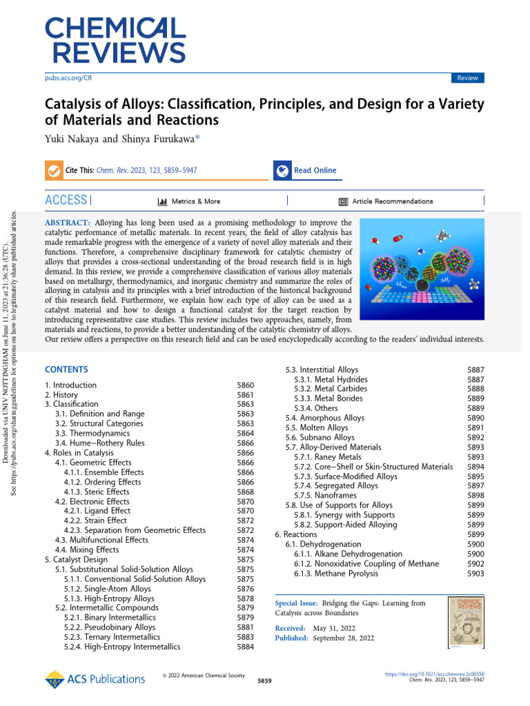Catalysis of Alloys | PDF | Catalysis | Chemical Reactions