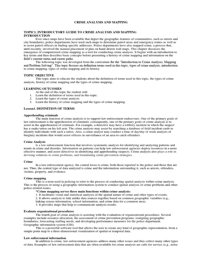 Topic 1 CRIME ANALYSIS AND MAPPING | PDF | Geographic Information ...