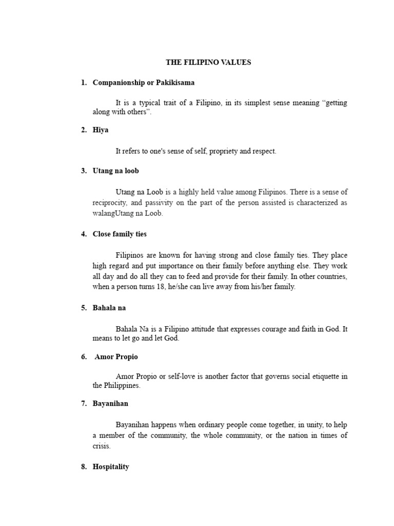 Filipino Values - Universal Values | PDF | Behavioural Sciences | Psychology