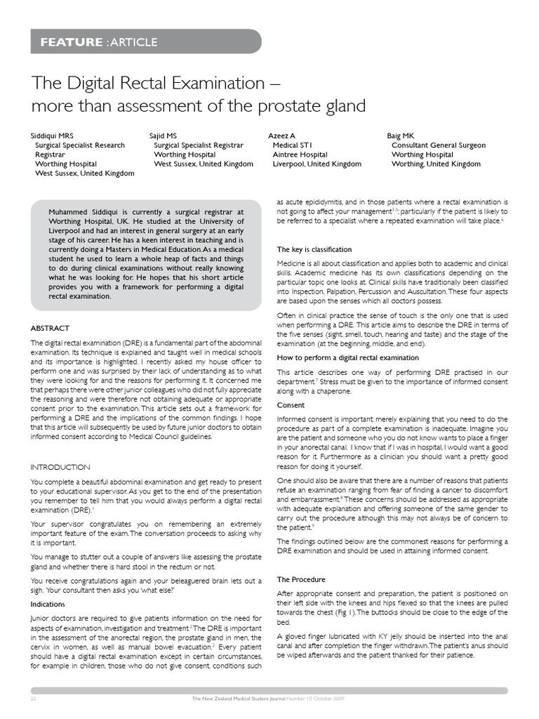 The Digital Rectal Examination | PDF | Informed Consent | Rectum