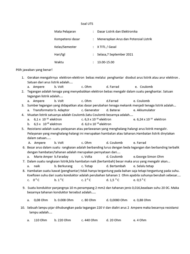 Soal UTS DLE 21 | PDF