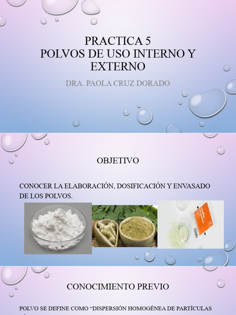 Polvos Farmacéuticos: Uso Interno y Externo | PDF | Hogar, jardinería y ...