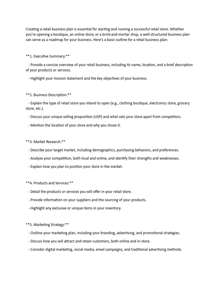 Retail Business Plan | PDF | Retail | Marketing