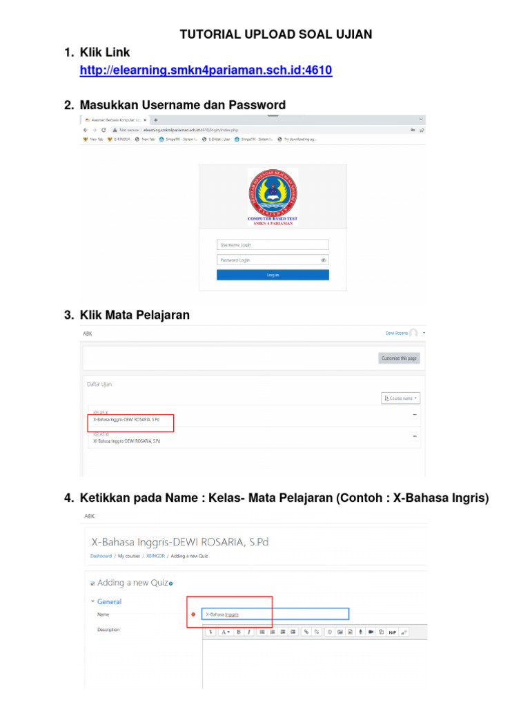 Tutorial Upload Soal Ujian | PDF