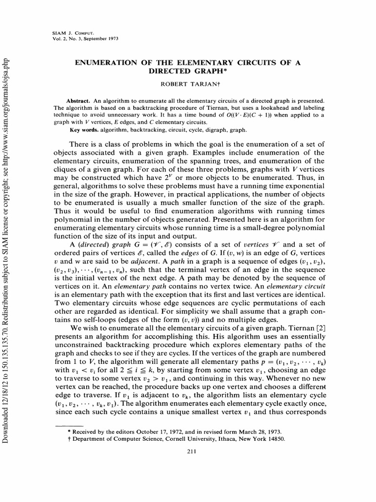 Tarjan 1973 | Download Free PDF | Time Complexity | Vertex (Graph Theory) Tarjan 1973 | Download Free PDF | Time Complexity | Vertex (Graph Theory)