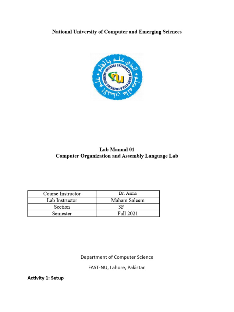 COAL Lab Manual 1 FAST NUCES | PDF | Computer File | Directory (Computing) COAL Lab Manual 1 FAST NUCES | PDF | Computer File | Directory (Computing)