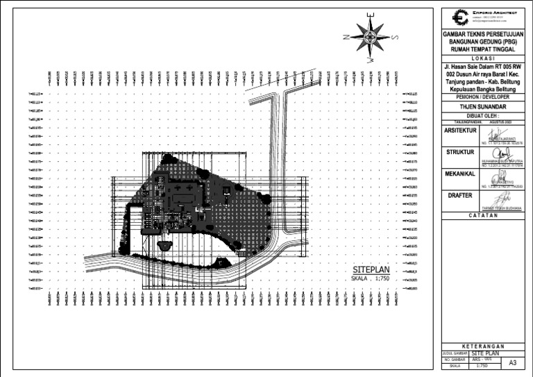 Siteplan: Gambar Teknis Persetujuan Bangunan Gedung (PBG) Rumah Tempat Tinggal | PDF