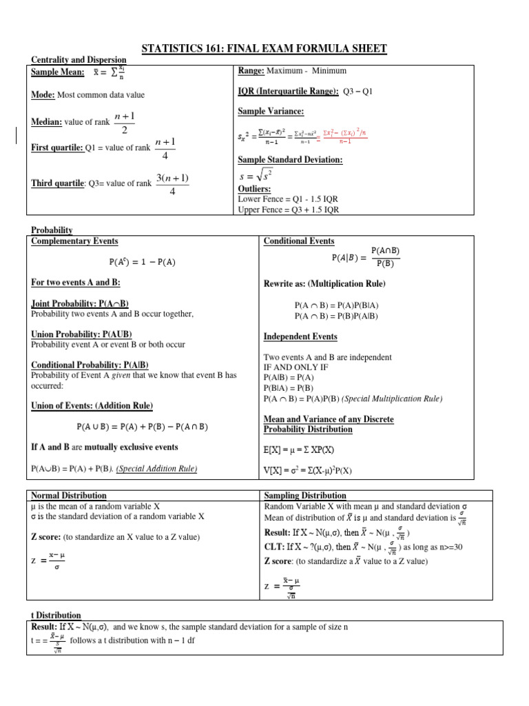 Introductory Statistics Formulas and Tables | PDF | Standard Deviation | Quartile