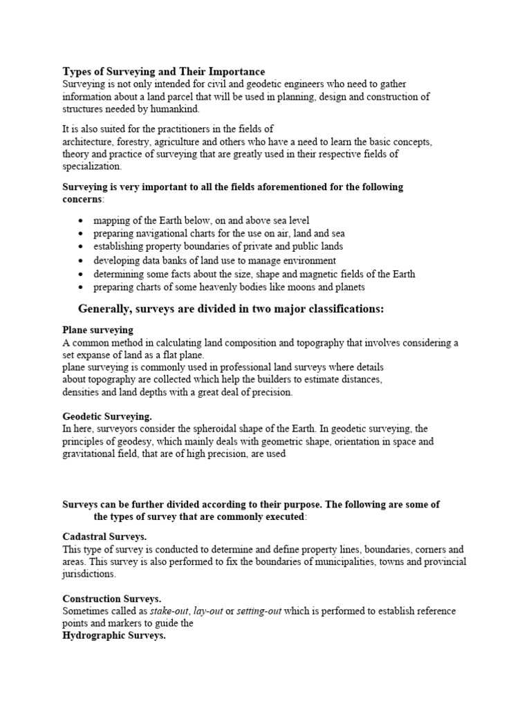 Surveying Notes | PDF | Surveying | Geodesy