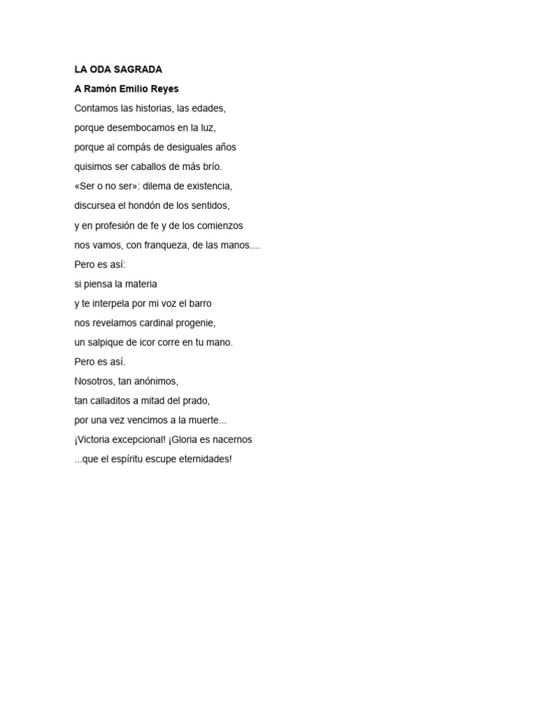 La Oda Sagrada Religiosa Oda Patriotica o Pindarica | PDF
