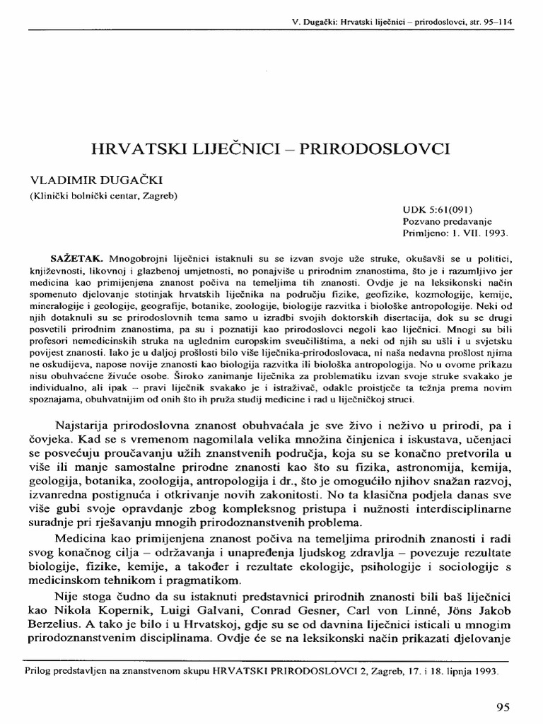 Vladimir Dugacki Hrvatski Lijecnici - Prirodoslovci | PDF