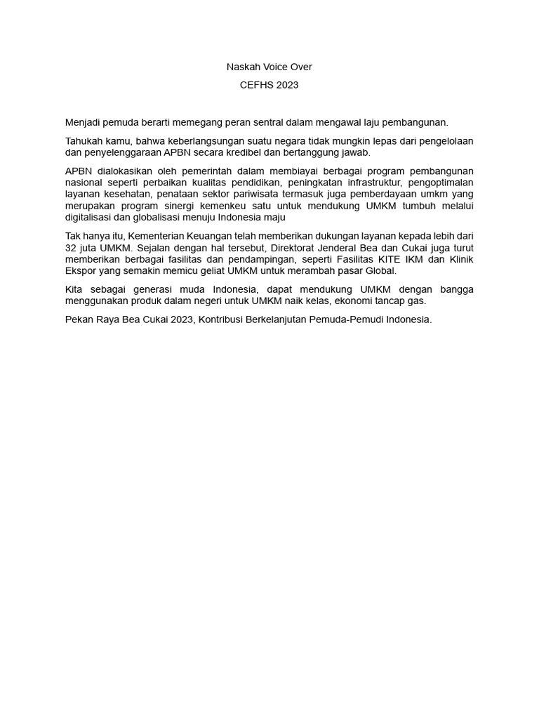 Naskah Voice Over | PDF