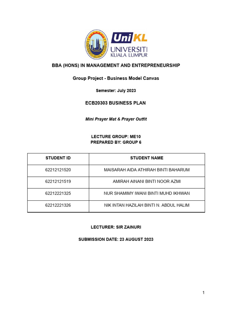 BP BMC Report Group 6 | PDF | Supply Chain | Business Model