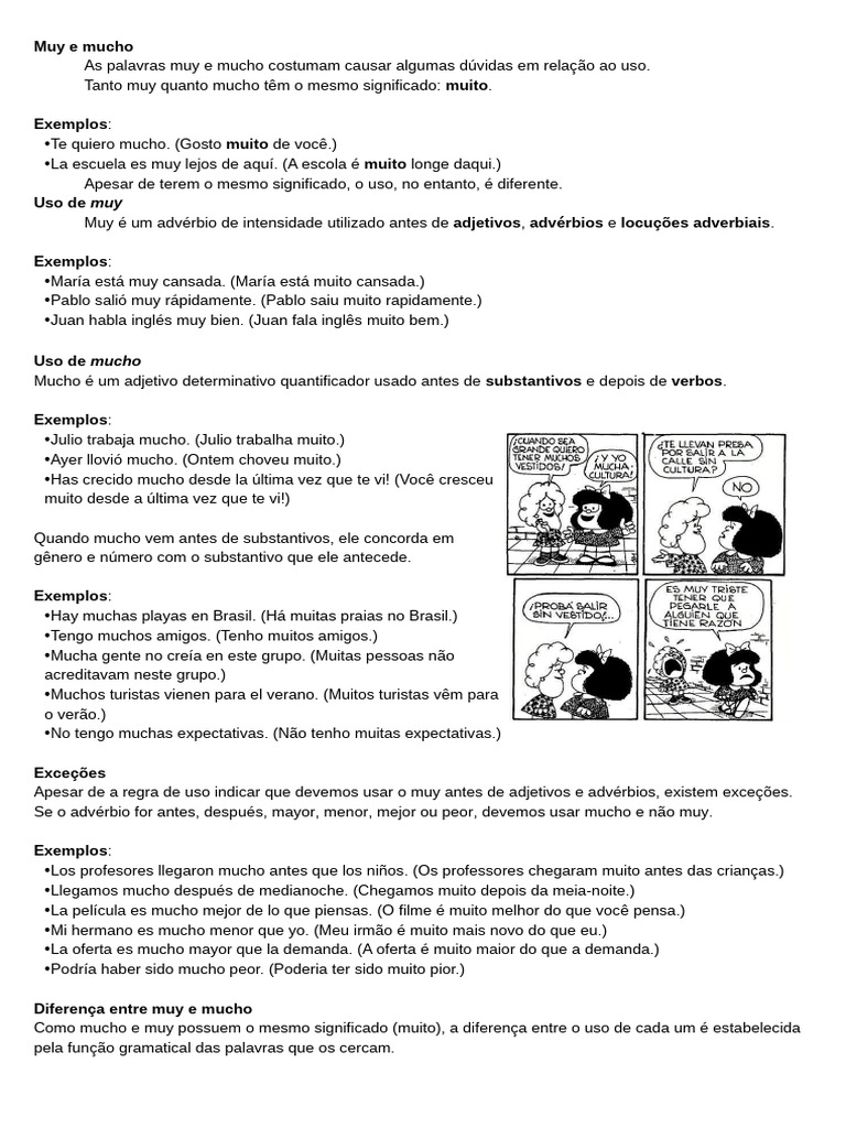 Muy y Mucho | PDF | Advérbio | Adjetivo
