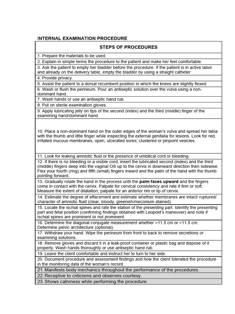 Ie Procedure 1 | Download Free PDF | Childbirth | Medical Specialties