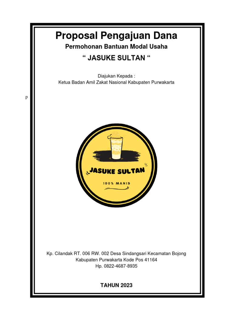 Proposal Bantuan Modal Usaha JASUKE SULTAN | PDF