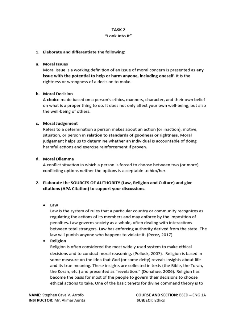 Ethics Task 2 | PDF | Morality | Divine Command Theory