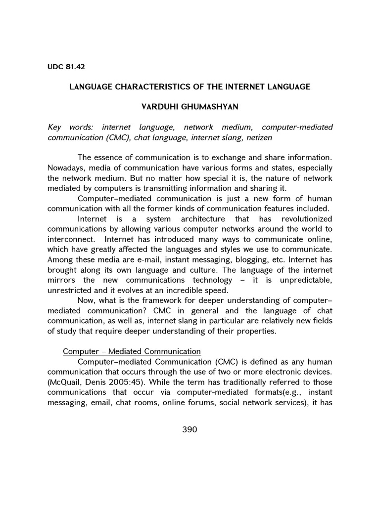 Language Characteristics of The Internet Language | PDF | Computer Mediated Communication ...