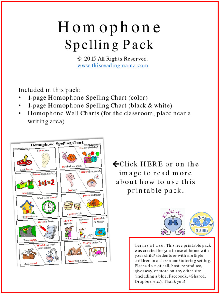 Homophone Spelling Pack | PDF